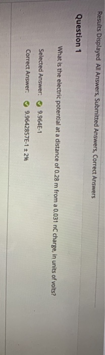 Solved Results Displayed All Answers, Submitted Answers, | Chegg.com