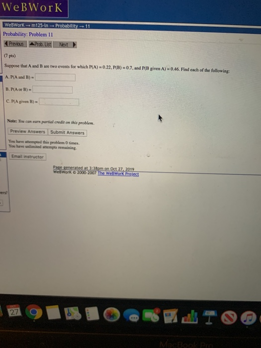 Solved WebWork WebWork - m125-In-Probability - 10 | Chegg.com