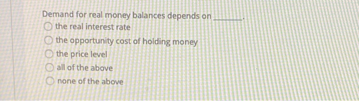 Solved Demand for real money balances depends on the real | Chegg.com