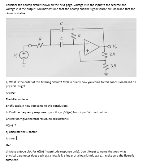 Solved Consider the opamp circuit shown on the next page. | Chegg.com