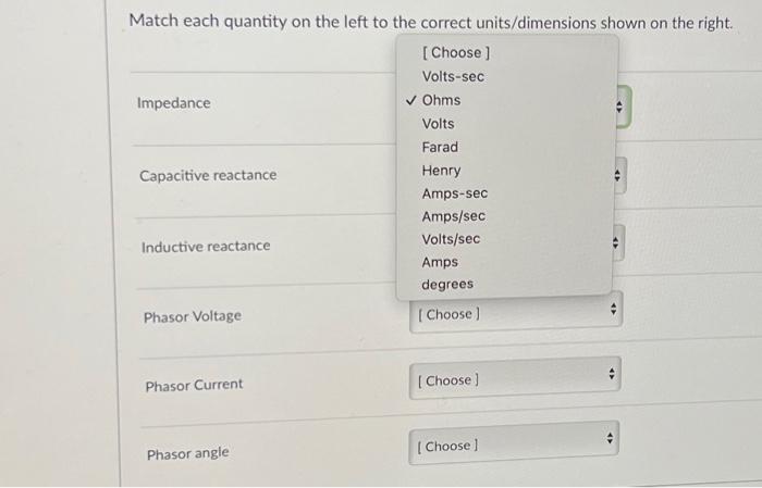 Solved Match each quantity on the left to the correct | Chegg.com