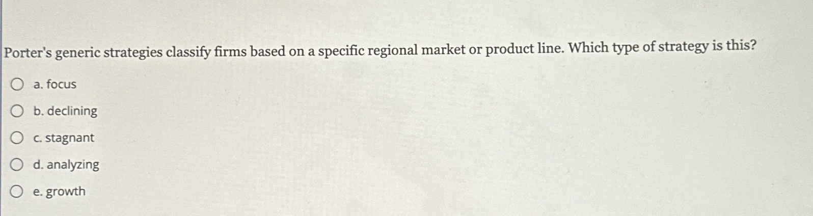 Solved Porter's generic strategies classify firms based on a | Chegg.com