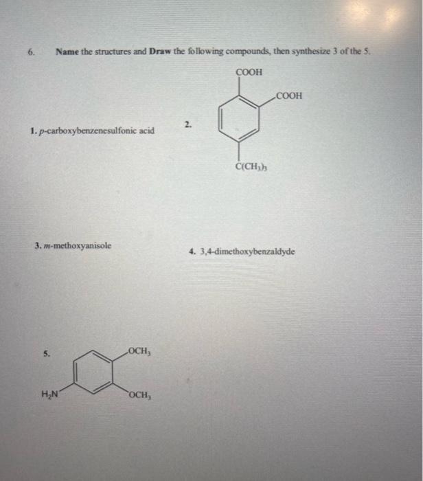 Solved 6. Name the structures and Draw the following | Chegg.com