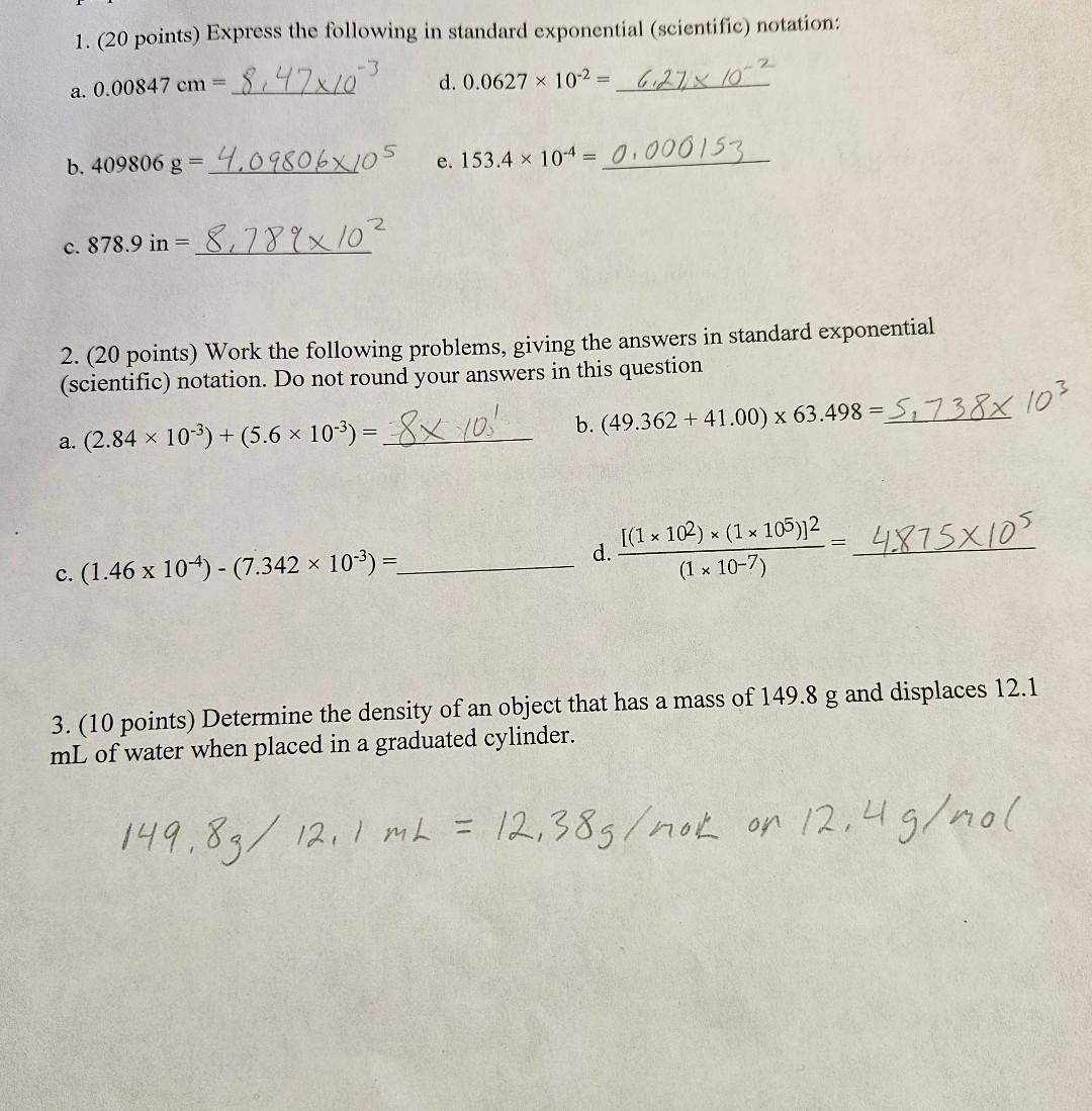 Solved 1. (20 points) Express the following in standard | Chegg.com