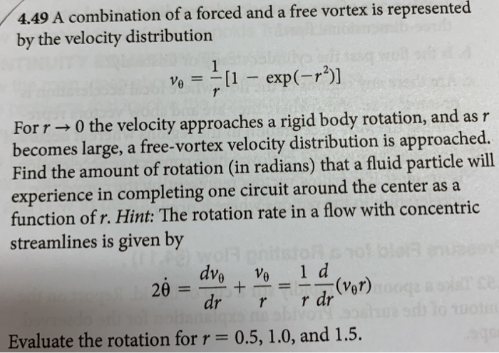Solved 4.49 A combination of a forced and a free vortex is | Chegg.com