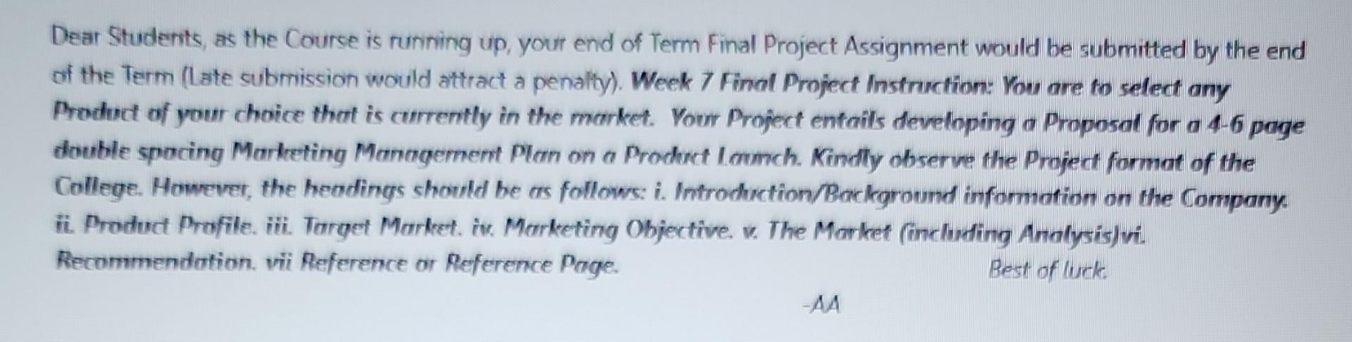 Solved Dear Students, as the Course is running up, your end | Chegg.com