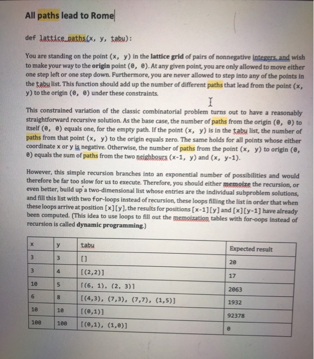 Solved All paths lead to Rome def lattice.paths.(x, y, | Chegg.com