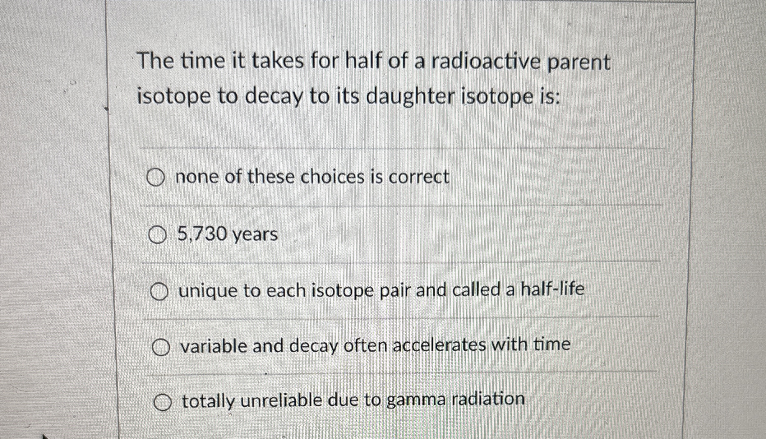 Solved The time it takes for half of a radioactive parent | Chegg.com