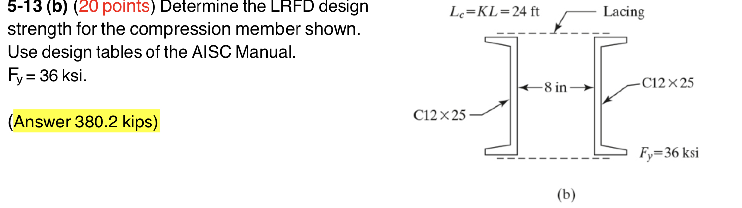 Solved 5-13 (b) (20 ﻿points) ﻿Determine the LRFD | Chegg.com