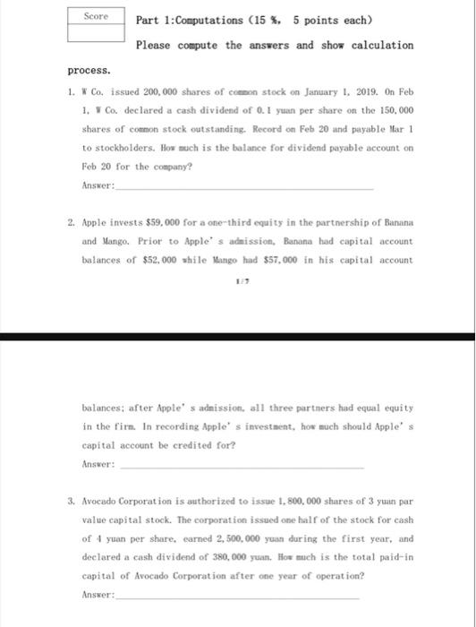 Part 1computations 15 5 Points Each Please 