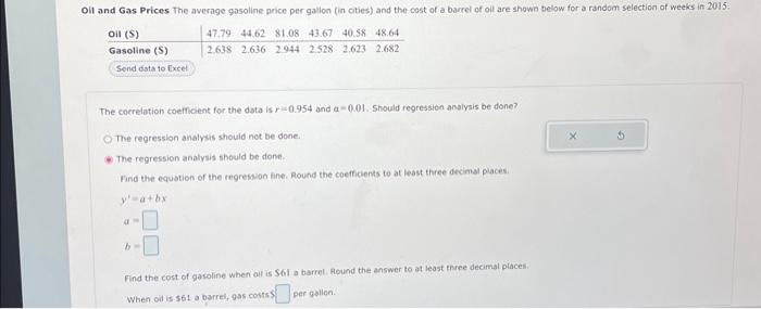 Solved The cocrelation coefficient for the data is r=0.954 | Chegg.com