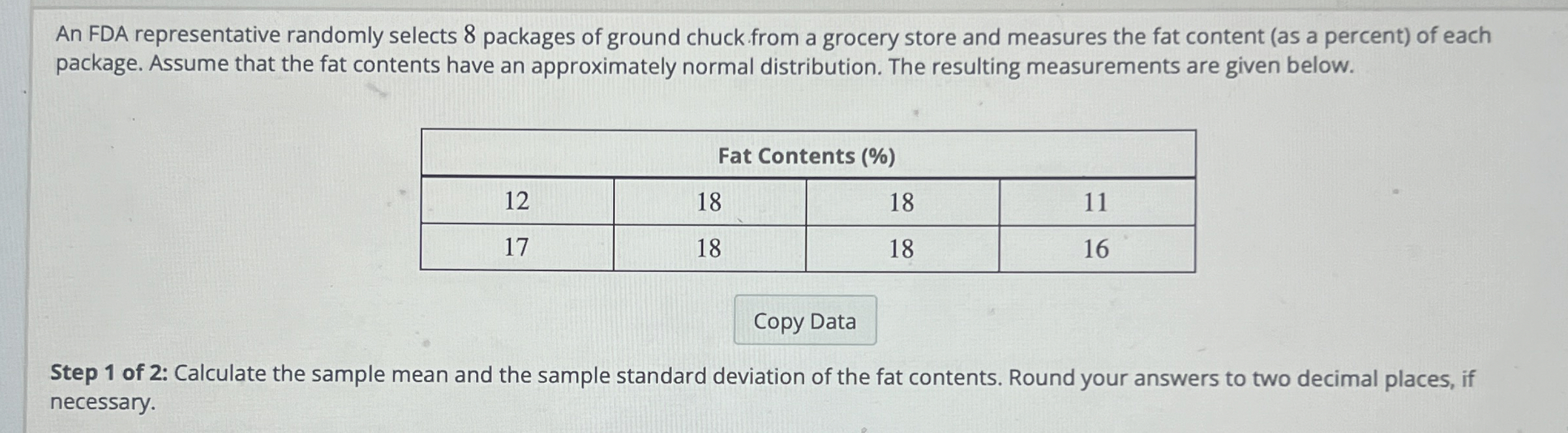 An FDA representative randomly selects 8 ﻿packages of | Chegg.com