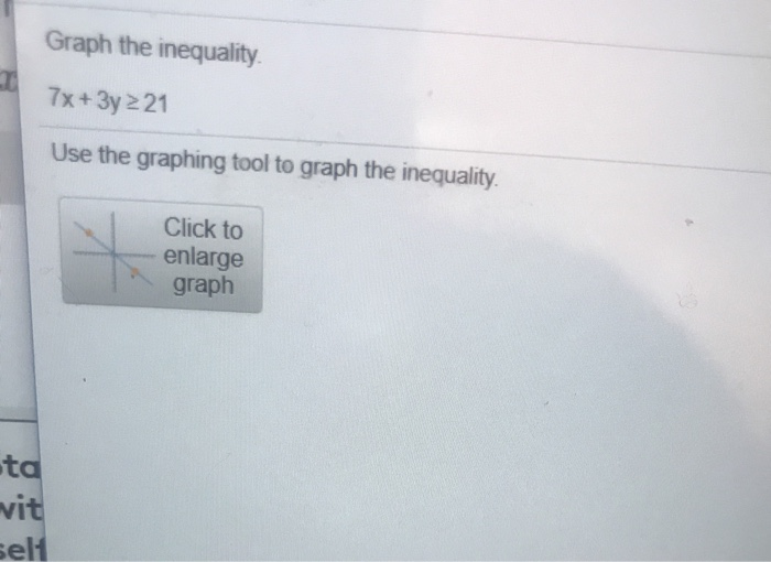 Solved Graph the inequality 7x + 3y21 Use the graphing tool | Chegg.com