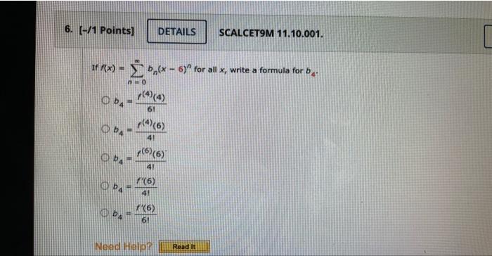 If F X ∑n 0∞bn X−6 N For All X Write A Formula For