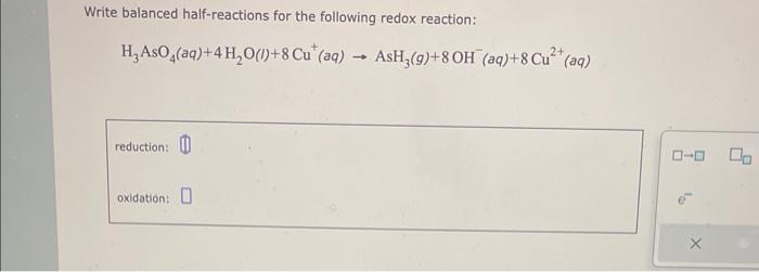 Solved Write balanced half-reactions for the following redox | Chegg.com