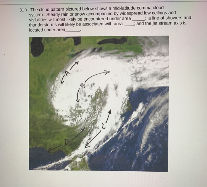 Solved 31.) The cloud pattern pictured below shows a | Chegg.com