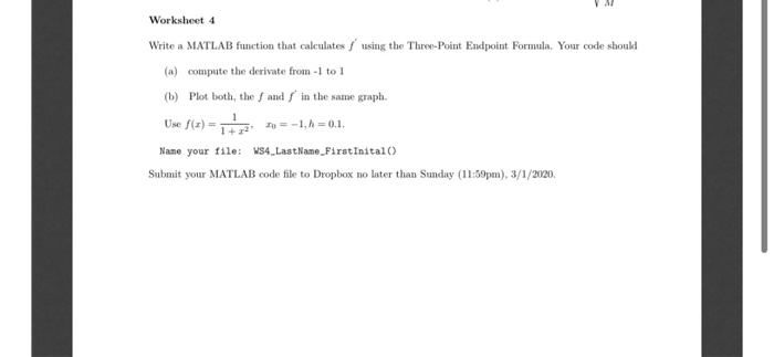 Solved Worksheet 4 Write a MATLAB function that calculates | Chegg.com