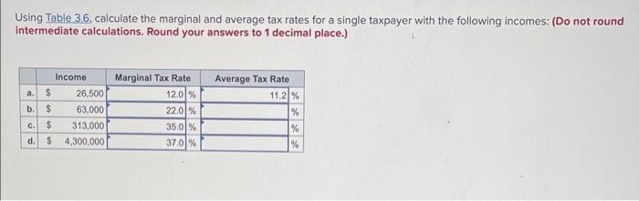 Solved Using Table 3.6, calculate the marginal and average | Chegg.com