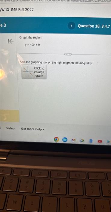 Solved Graph the region. y>−3x+9 Use the graphing tool on | Chegg.com