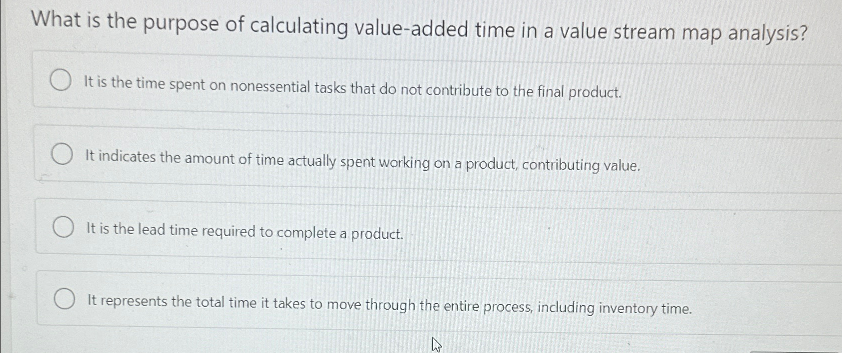 Solved What is the purpose of calculating value-added time | Chegg.com