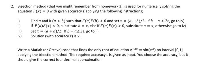 Solved Bisection method (that you might remember from | Chegg.com