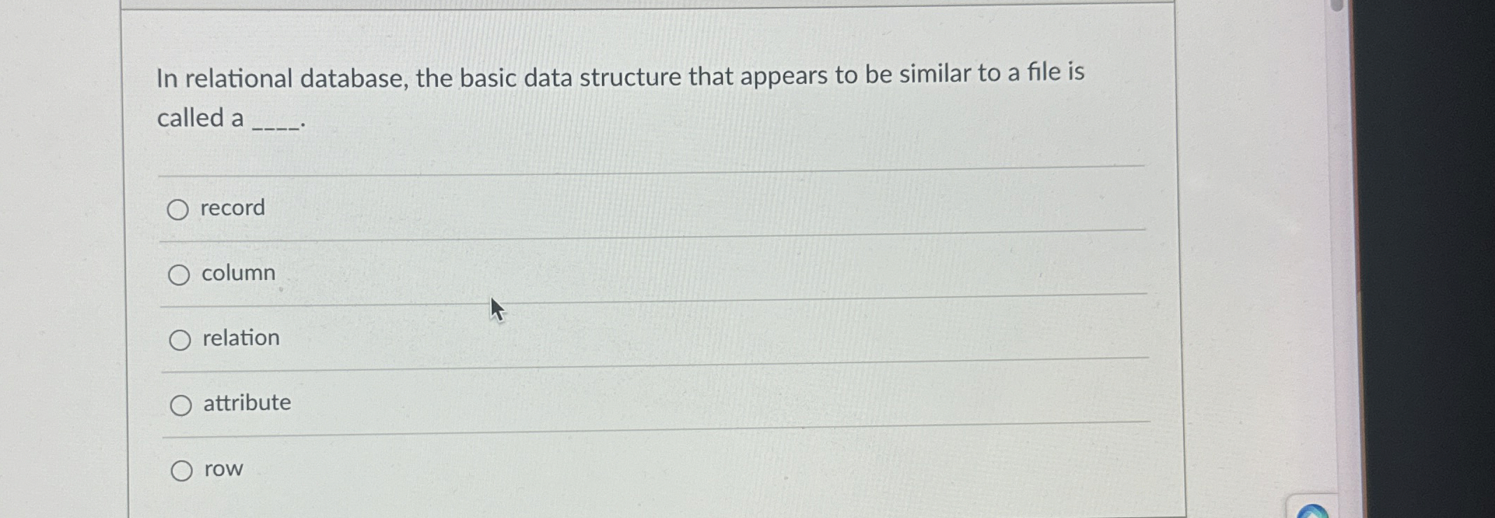 Solved In relational database, the basic data structure that | Chegg.com