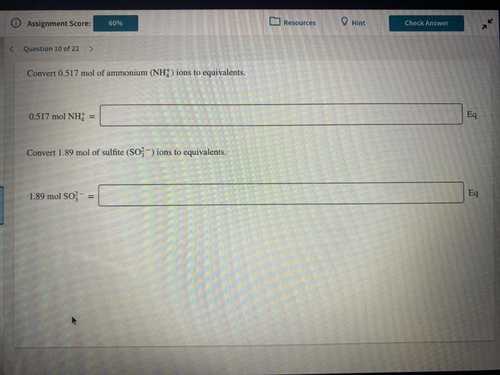 Solved Assignment Score: 60% Resources Hint Check Answer | Chegg.com