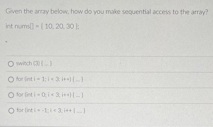 Solved Select the answer that declares an array named nums | Chegg.com