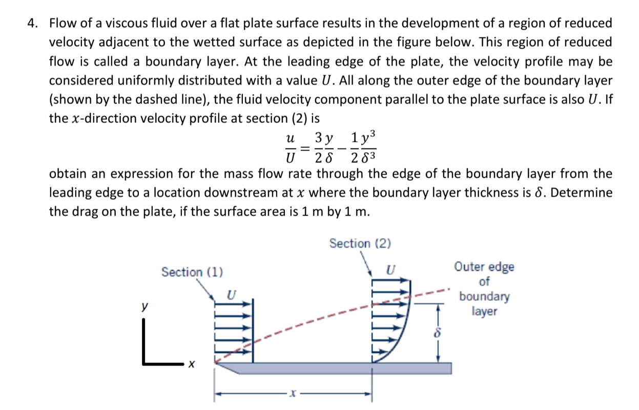 Solved Flow of a viscous fluid over a flat plate surface | Chegg.com
