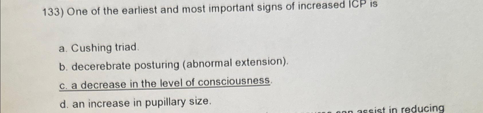 Solved One of the earliest and most important signs of | Chegg.com