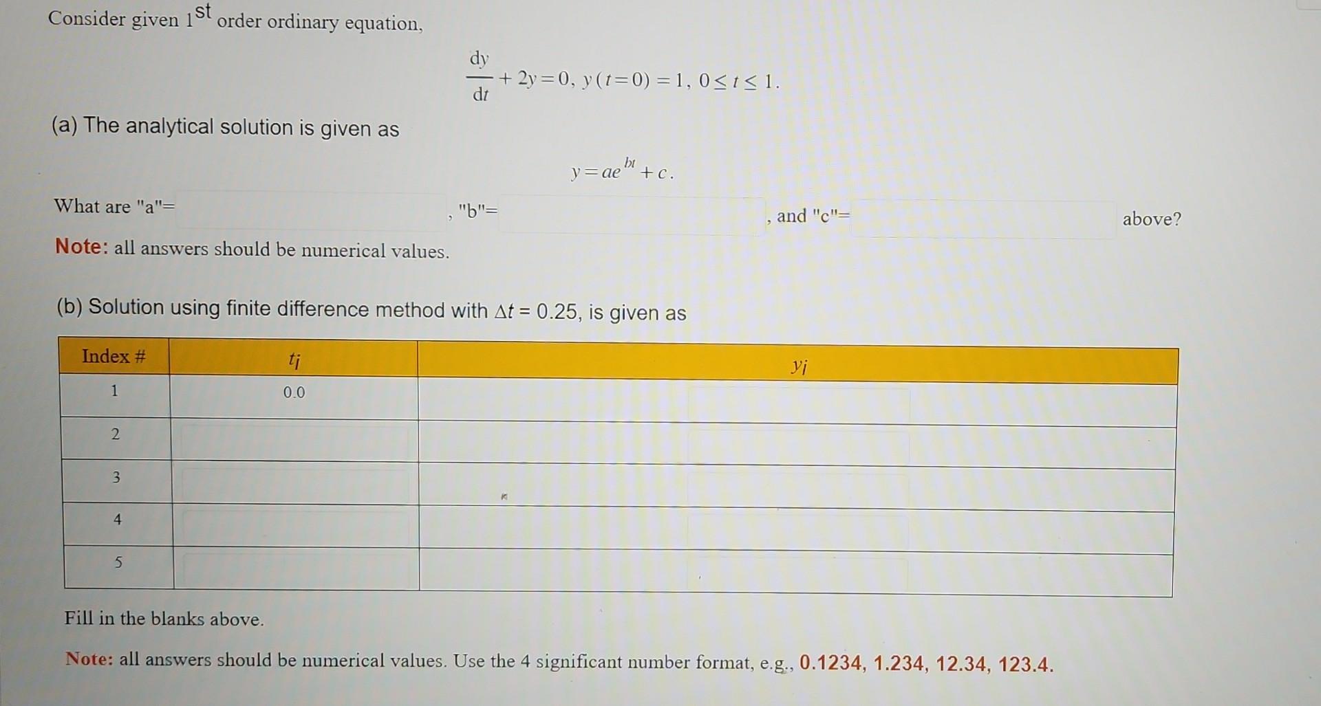 Solved Consider Given 1st Order Ordinary Equation