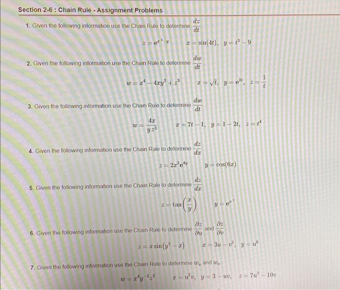 Solved 1. Given the following information use the Chain Rule | Chegg.com