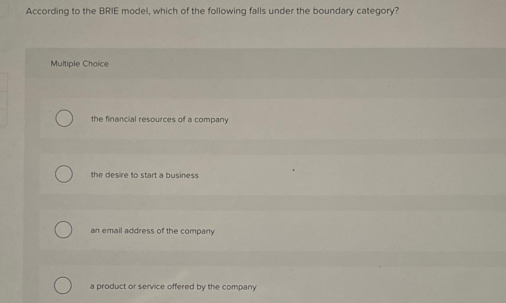 Solved According to the BRIE model, which of the following | Chegg.com