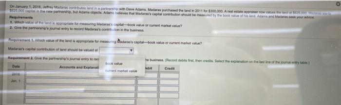 Solved O On January 1, 2016, Jeffrey Madaras contributes and | Chegg.com
