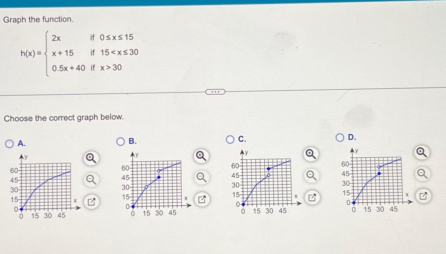 Solved which graph shows the function? | Chegg.com