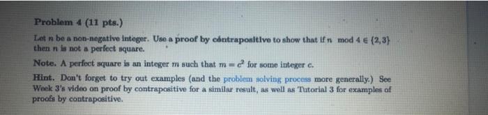 Solved Problem 4 (11 pts.) Let n be a non-negative integor. | Chegg.com