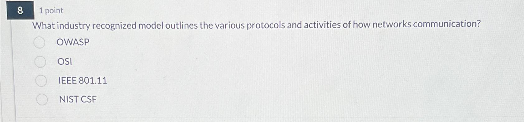 Solved 81 ﻿pointWhat industry recognized model outlines the | Chegg.com