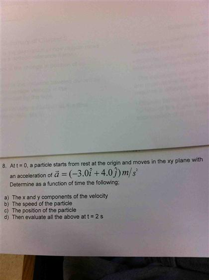 Solved At t = 0, a particle starts from rest at the origin | Chegg.com
