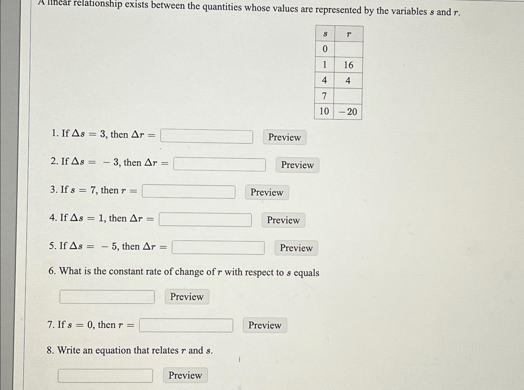 Solved A linear relationship exists between the quantities | Chegg.com