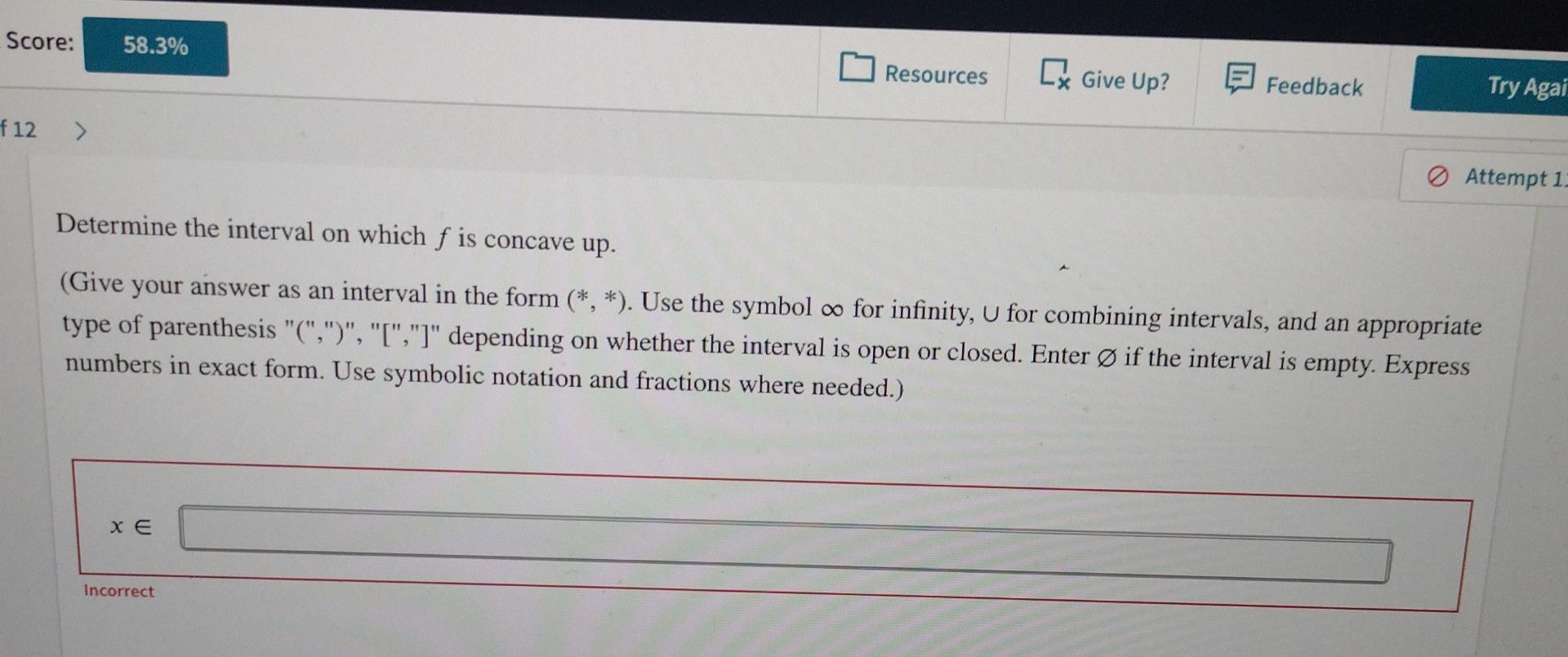 Solved Assignment Score: 58.3% Resources [ Give Up? Feedback | Chegg.com