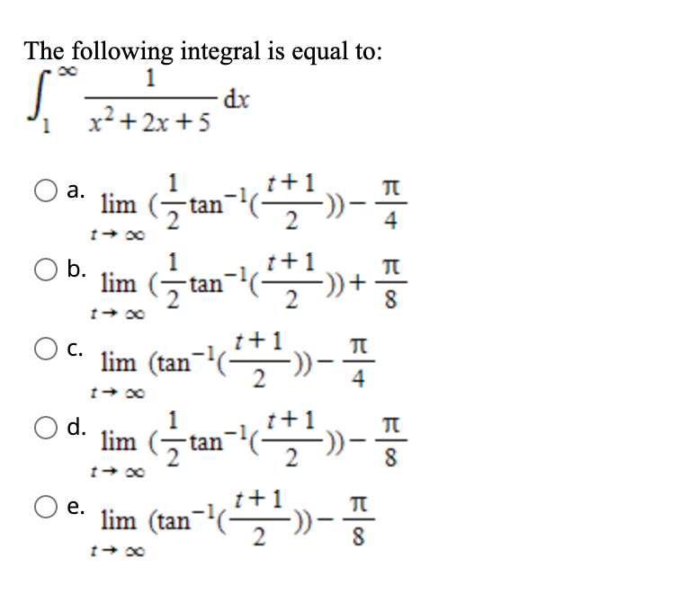 Solved The following integral is equal | Chegg.com
