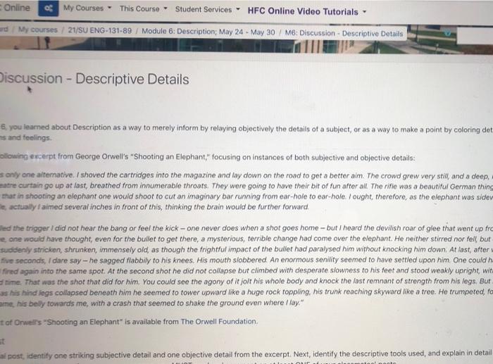 M6. Discussion - Descriptive Details Module you | Chegg.com