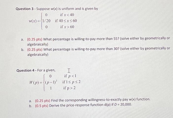 Solved Question 3 - Suppose w(x) is uniform and is given by | Chegg.com
