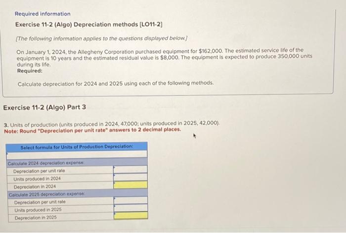 Solved Required information Exercise 11-2 (Algo) | Chegg.com