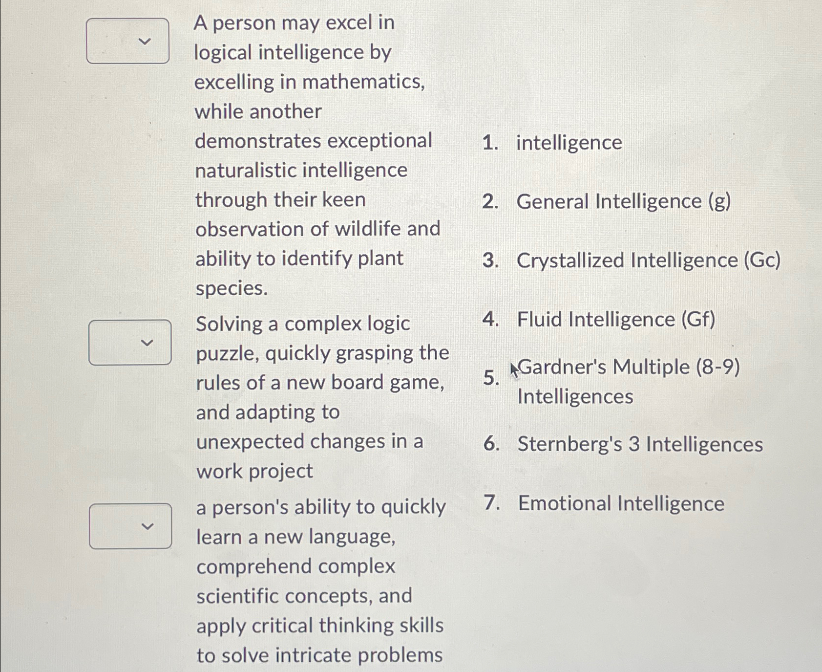 Solved A person may excel in logical intelligence by | Chegg.com