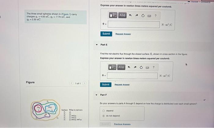 Solved The three smal spheres shown in (Foure 1) carry | Chegg.com