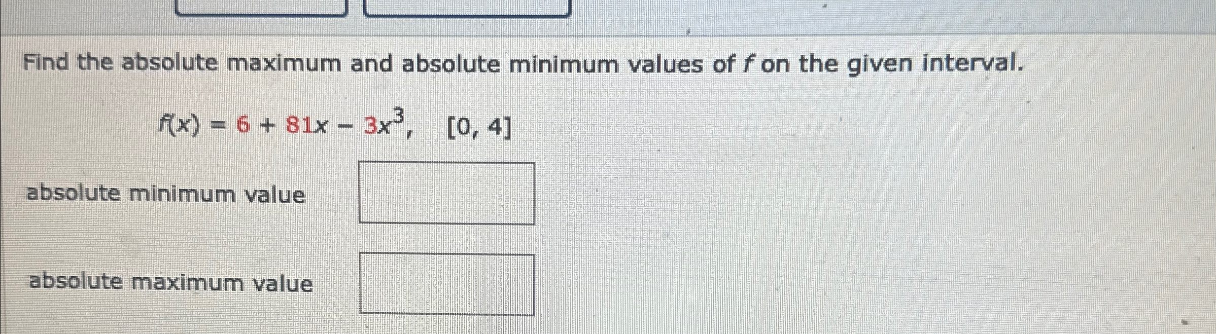 Solved Find the absolute maximum and absolute minimum values | Chegg.com