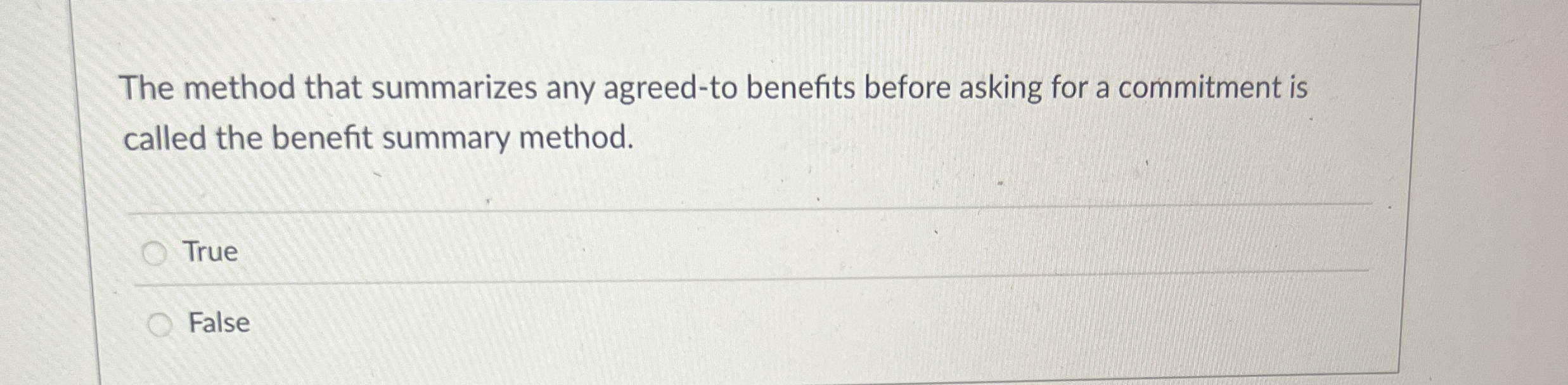 Solved The method that summarizes any agreed-to benefits | Chegg.com