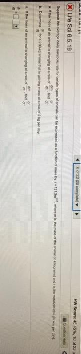 Solved 5 of 22 20 com HII U Score: 0 of 1 pt Life Sci 6.5.19 | Chegg.com