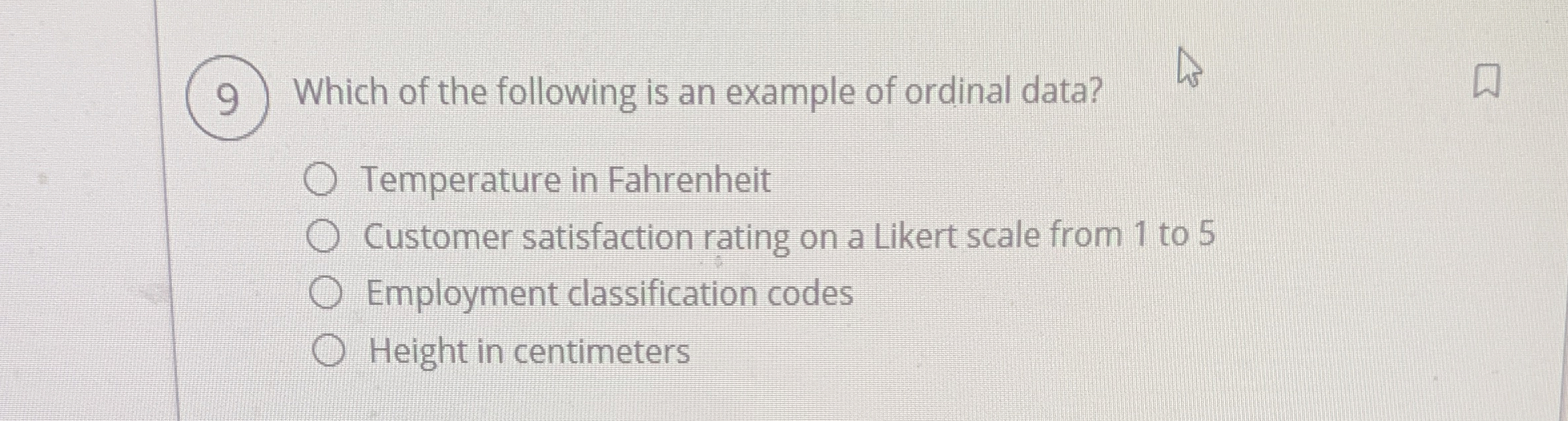 Solved Which of the following is an example of ordinal | Chegg.com